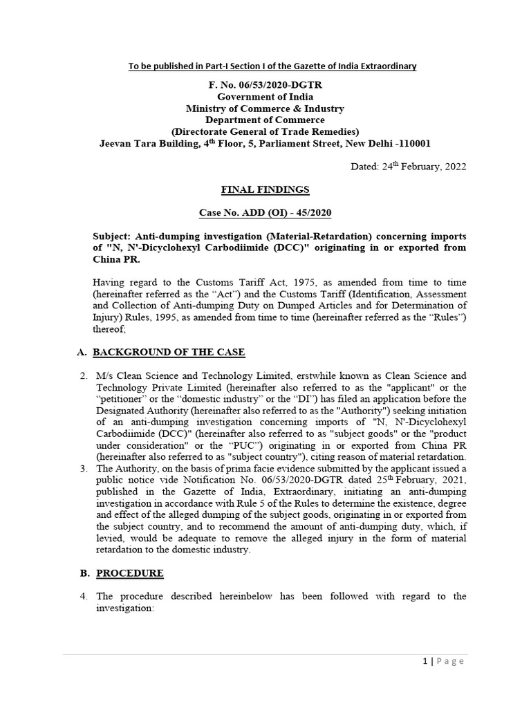 Final Finding NCV | PDF | Dumping (Pricing Policy) | World Trade Organization