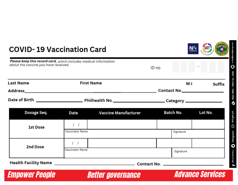 COVID-19 Vaccination Record Card | PDF | Chemistry | Dose (Biochemistry)