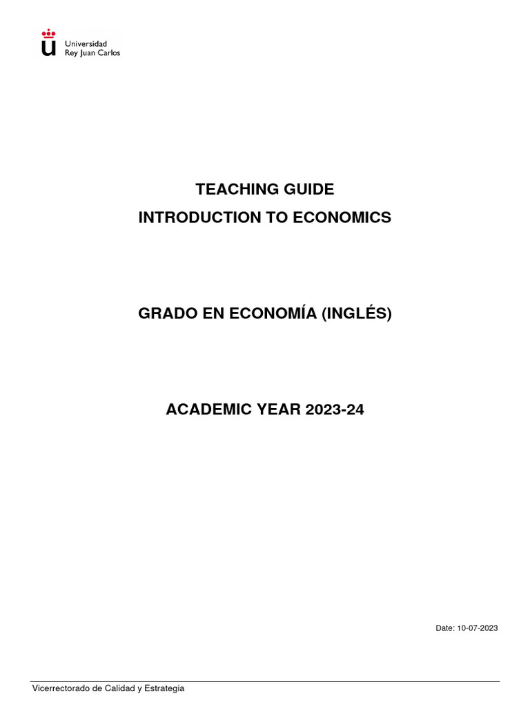 Introduction to Economics Teaching Guide | PDF | Economics | Microeconomics