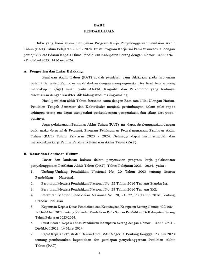 Program Kerja PAT 2023-2024 | PDF | Karier & Perkembangan