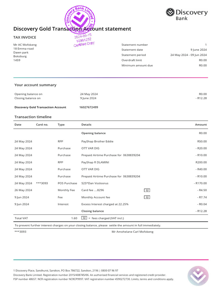 Discovery Bank | PDF | Credit Card | Transaction Account