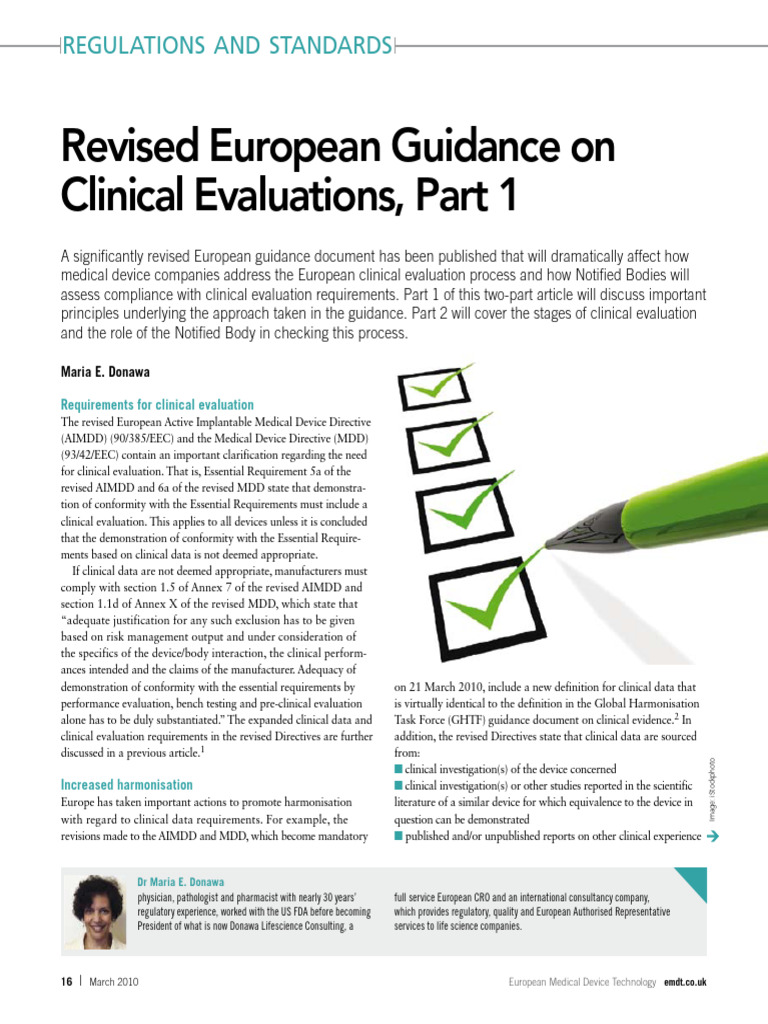 Donawa Clinical Evaluation Part 1 EMDT Mar2010 | PDF | Medical Device | Evaluation
