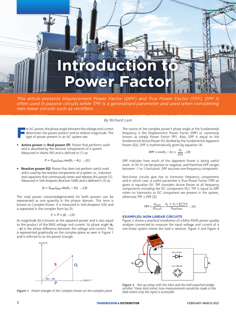 Introduction To Power Factor | PDF | Computer Engineering | Power (Physics)