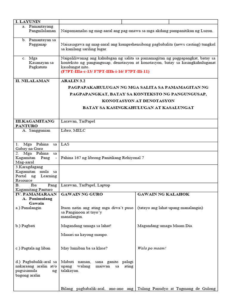 Lesson Plan - Week 2.. | PDF