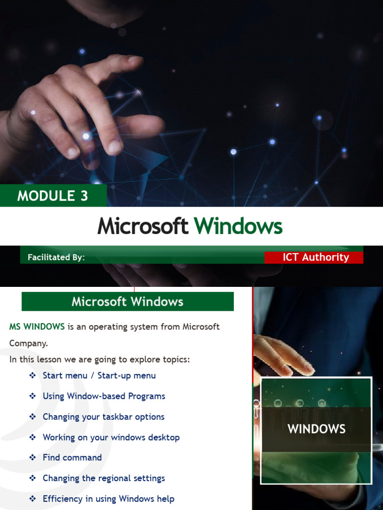 Module 3 - Microsoft Windows | PDF | Window (Computing) | Human–Computer Interaction