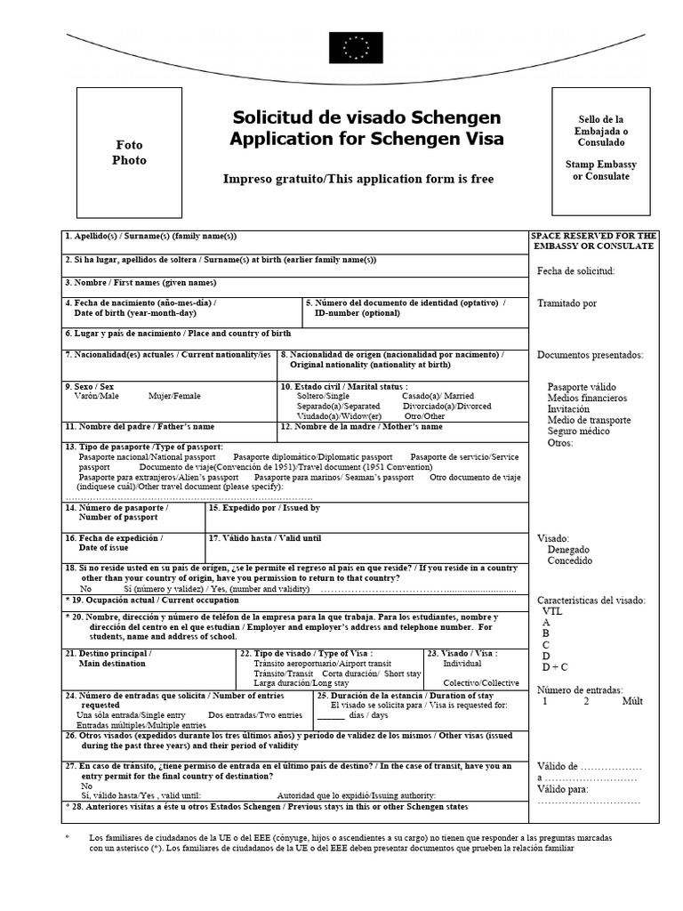 Formulario de Visado Schengen | PDF | Ley internacional | Ocio