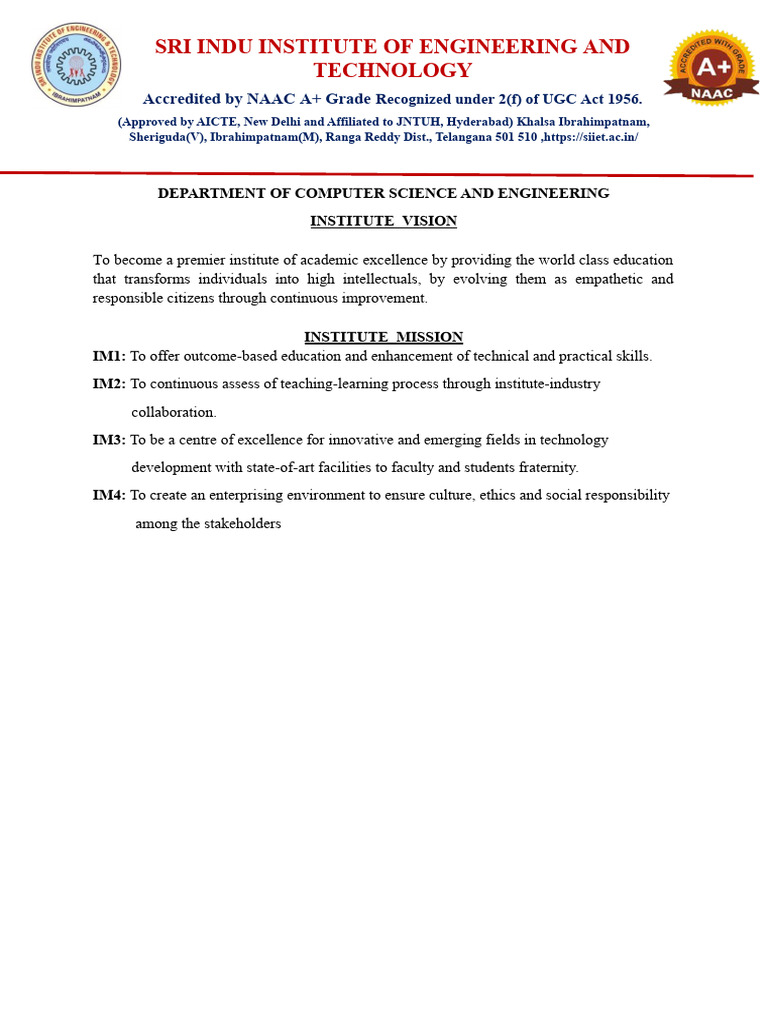 Sri Indu Institute of Engineering and Technology | PDF | Engineering ...