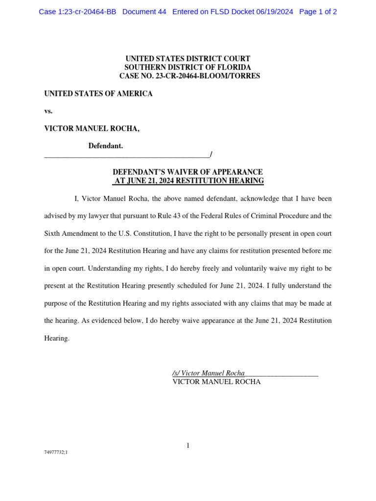 Defendant's Waiver of Appearance | PDF | Separation Of Powers | Public Law