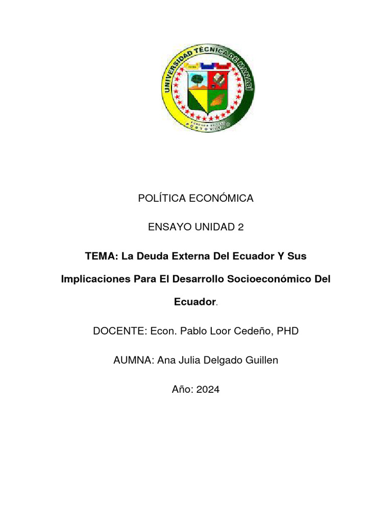 Deuda Externa de Ecuador: Impacto Socioeconómico | PDF | Deuda | Ajuste ...