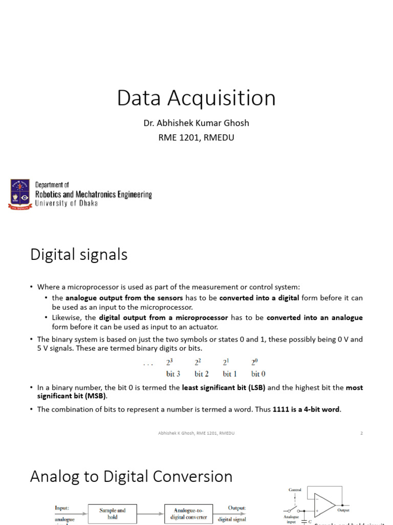Data Acquisition 1 Pdf Analog To Digital Converter Digital To