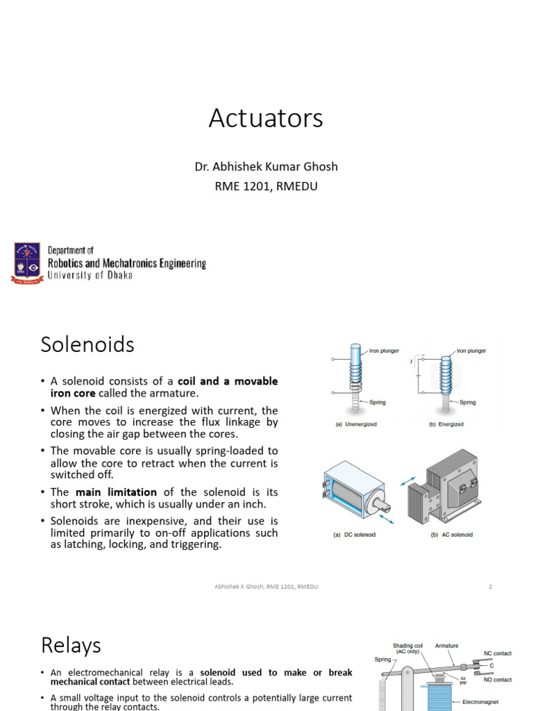 Actuators | PDF | Electric Motor | Relay