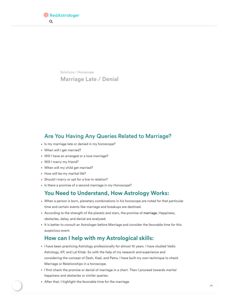 Marriage Late - Denial - Time of Marriage - Online Consultations - 3 ...
