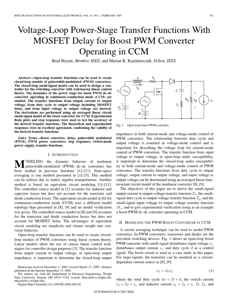 Boost Converter Transfer Functions with Delay | PDF | Electrical ...