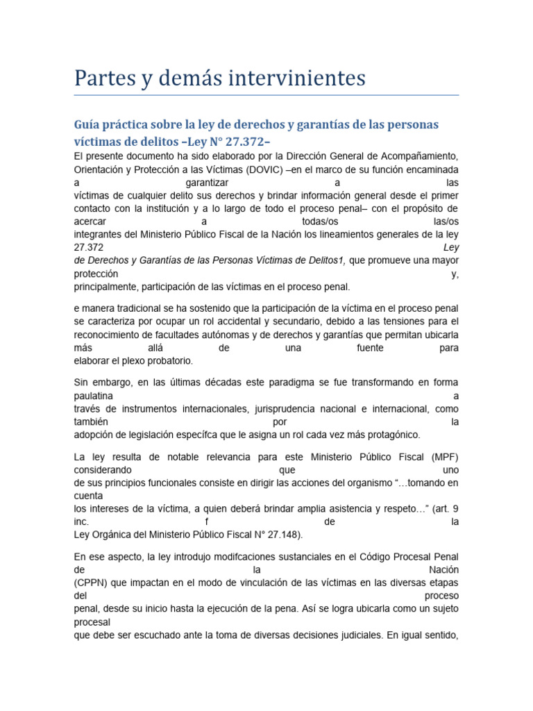 Partes y demás intervinientes | PDF | Victimologia | Pena capital