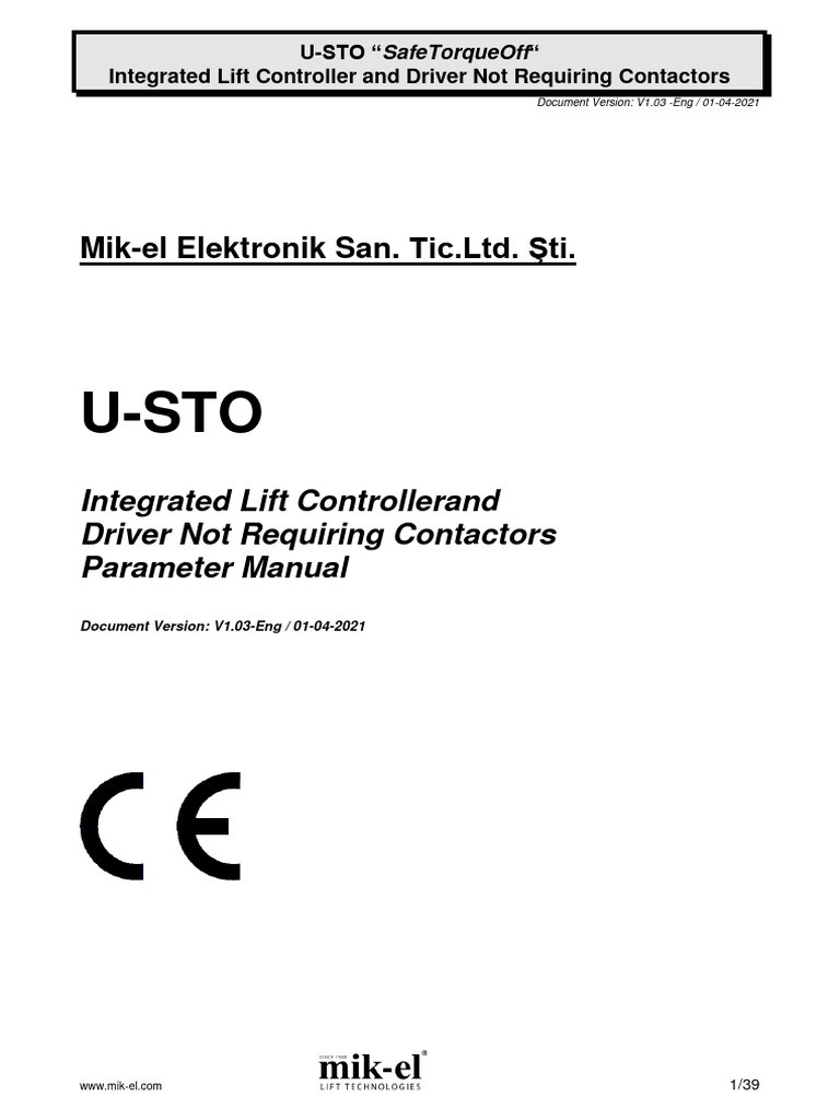 U-STO Parameter Manual V1.03 Eng | PDF | Menu (Computing) | Elevator