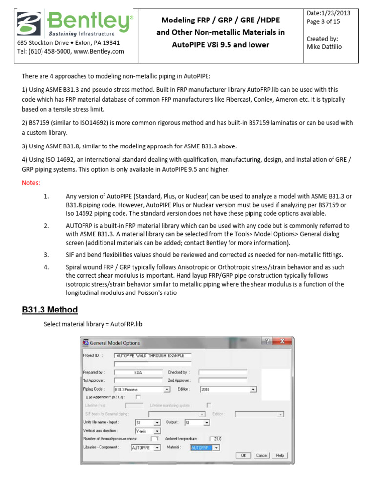Modeling Frp and Plastic Piping-Autopipe r11 | PDF | Young's Modulus ...