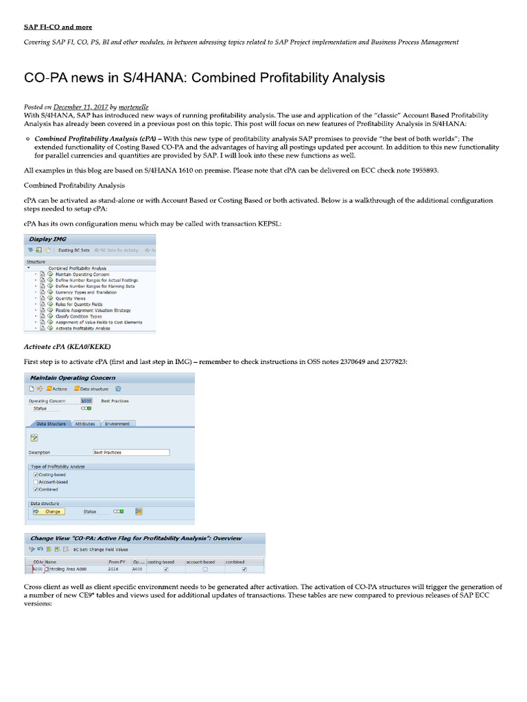 CO-PA News in S - 4HANA - Combined Profitability Analysis - SAP FI-CO ...