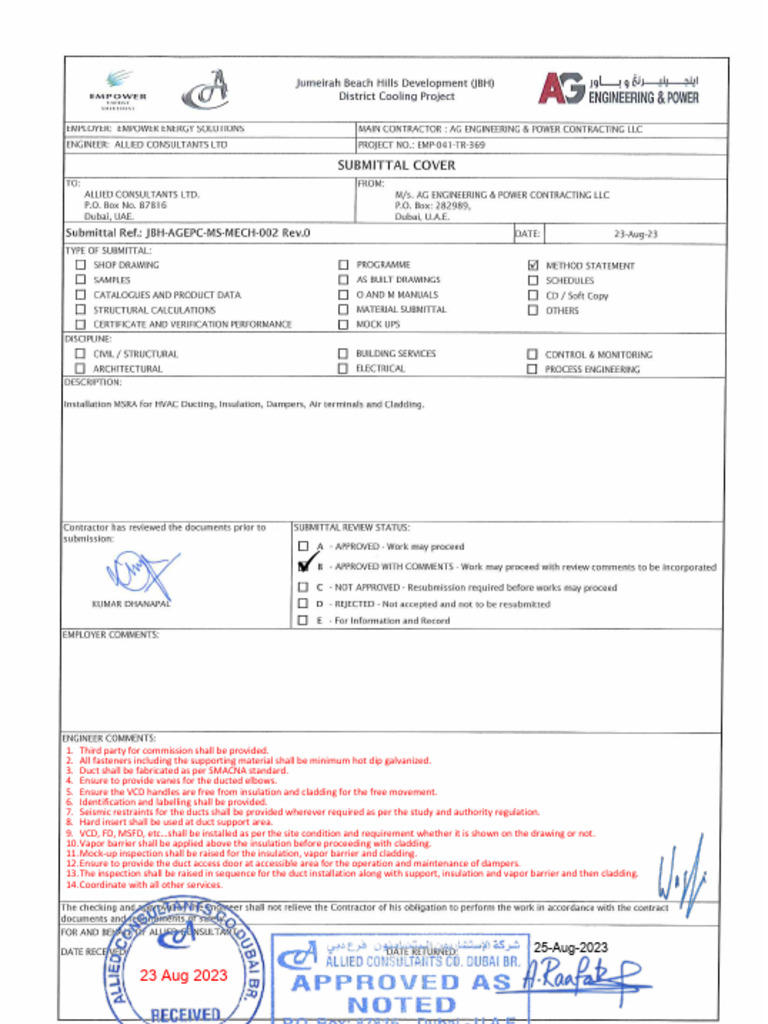 JBH-AGEPC-MS-MECH-002 R0 HVAC Ducting, Insulation, Dampers, Air ...