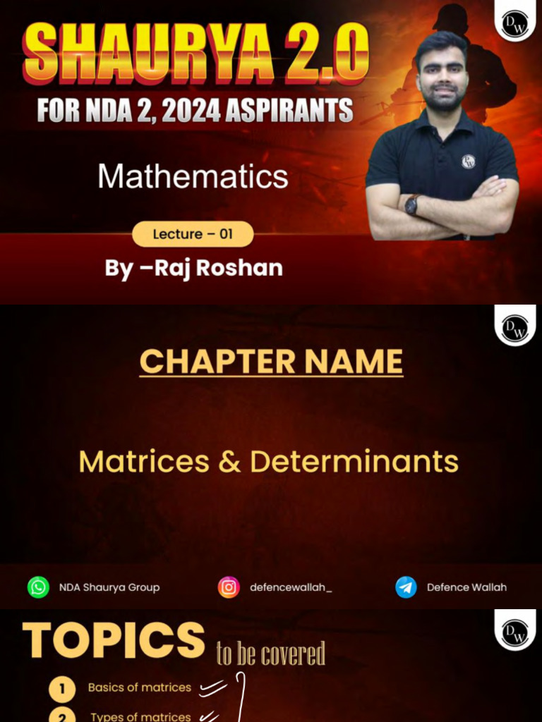 Matrices And Determinants 01 Class Notes Pdf
