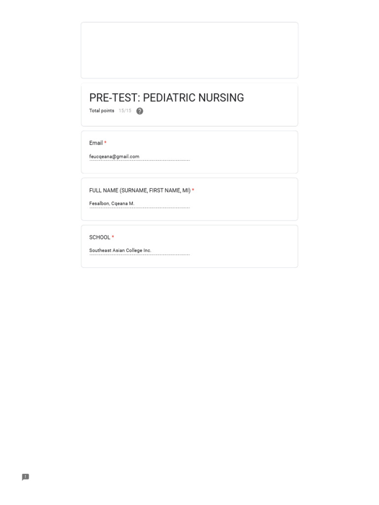 Pediatric Nursing Pre-Test Questions | PDF | Pregnancy | Lymphoma
