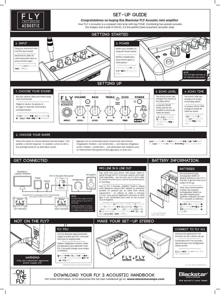 102400M VS 1 Fly 3 Acoustic Quickstart Guide | PDF | Electricity | Electrical Engineering