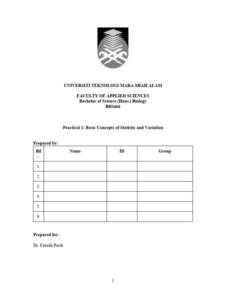 Practical 1 Basic Statistic 0112 Pdf Standard Deviation Variance