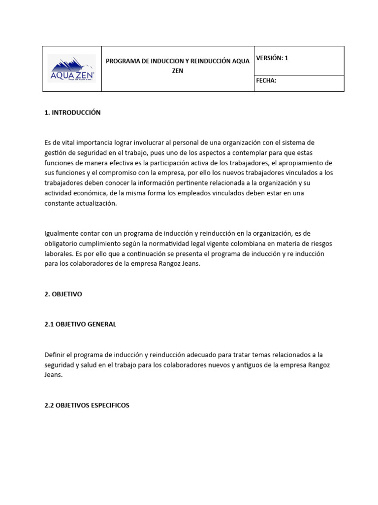 Anexo 21-Programa de Induccion y Reinducción | PDF | Business