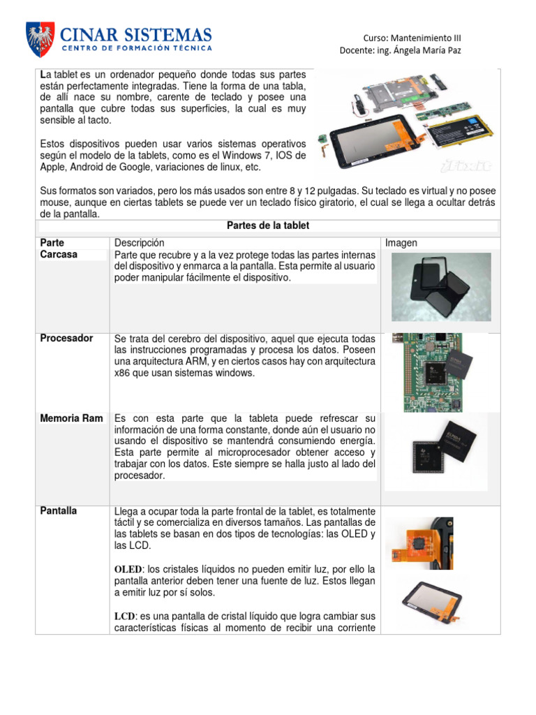 Componentes Internos de Tablet | Descargar gratis PDF | Tableta ...