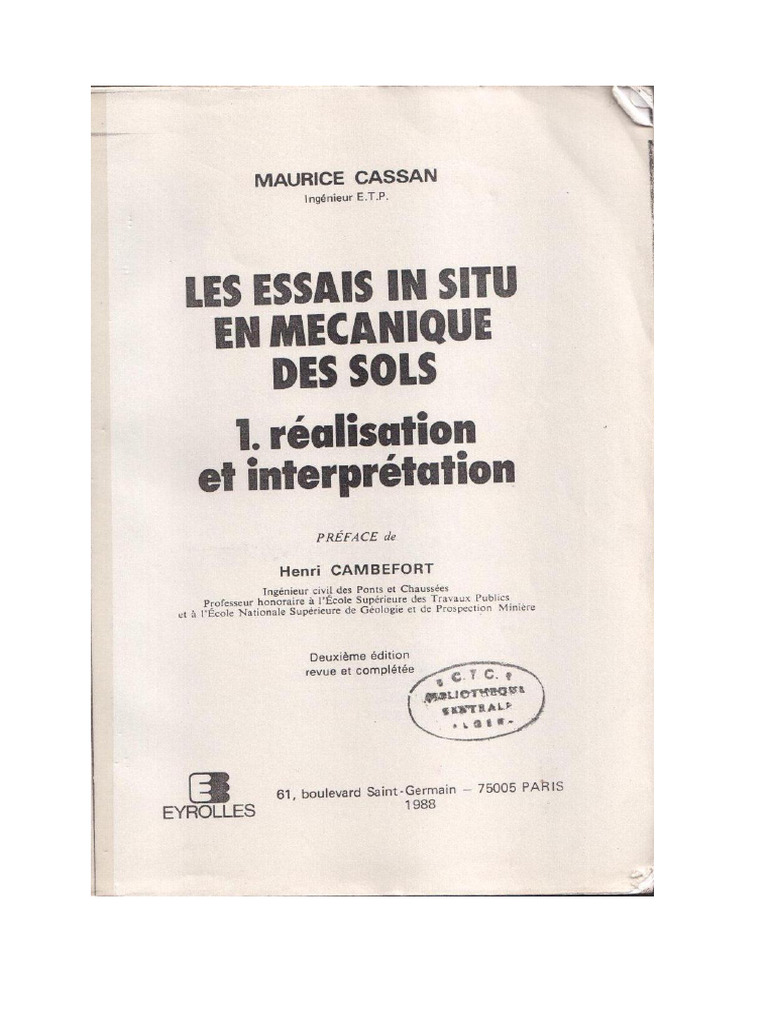 CASSAN.M, Les Essais in Situ en MDS-1988 | PDF