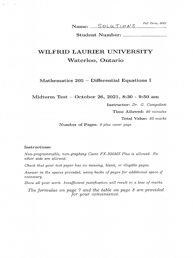 MA205 Midterm F2021 | PDF