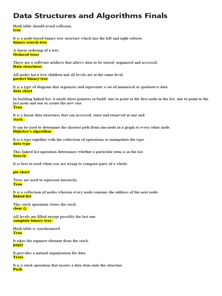 Data Structures And Algorithms Finals Pdf Computer Programming Theoretical Computer Science