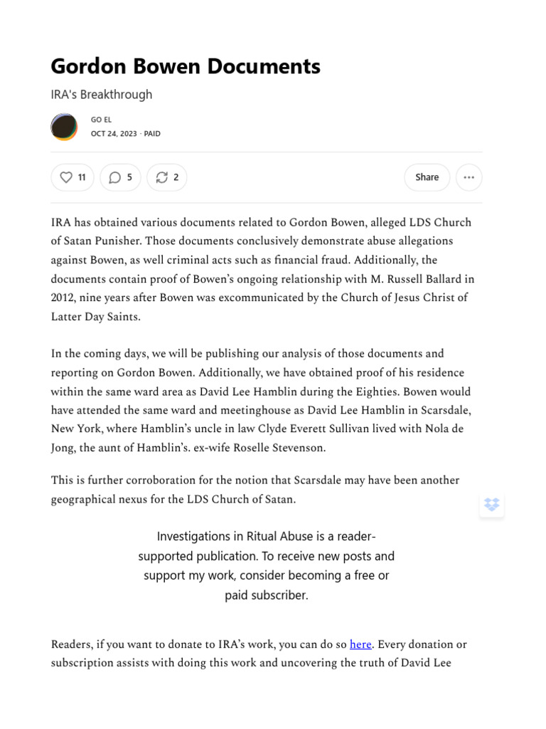 Gordon Bowen Documents - by Go El | PDF | The Church Of Jesus Christ Of ...