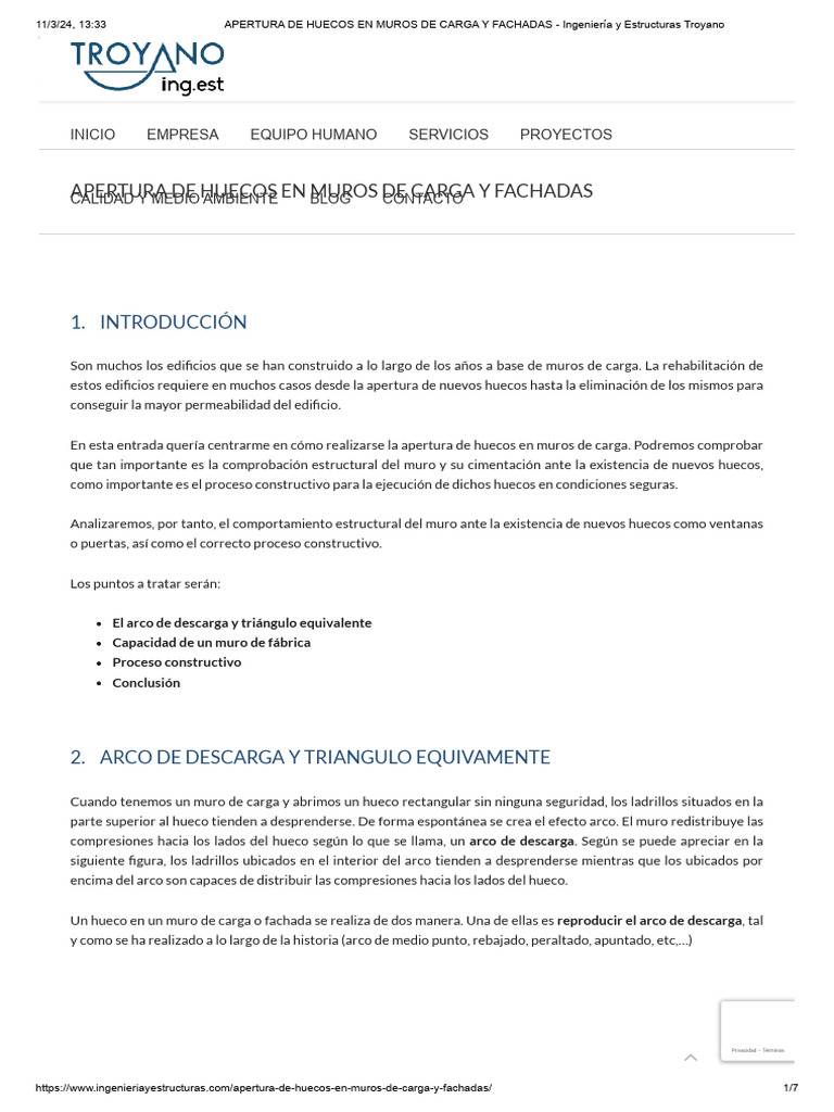 APERTURA DE HUECOS EN MUROS DE CARGA Y FACHADAS - Ingeniería y Estructuras Troyano | Descargar ...