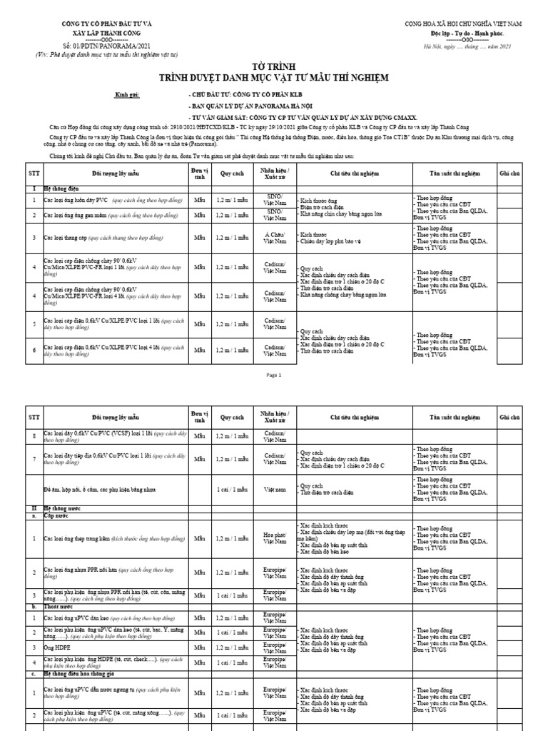 TC Chi Tieu Thi Nghiem 20.12.2021 | PDF