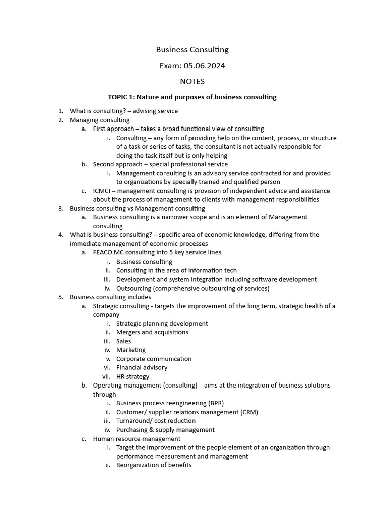 Business Consulting notes | Download Free PDF | Consultant | Business ...