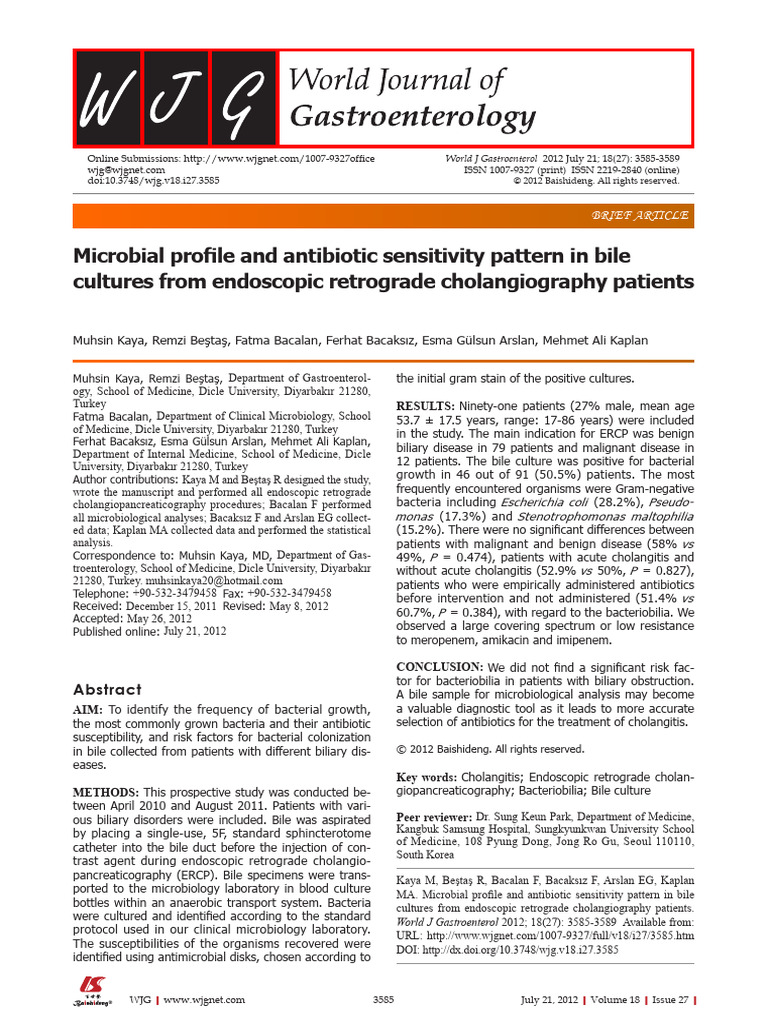 7 Microbial Profile and Antibiotic Sensitivity Pattern in Bile | PDF ...