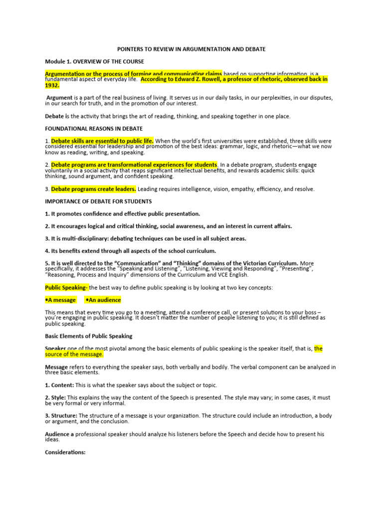 Pointers To Rev - Argu&deb | PDF | Argument | Reason