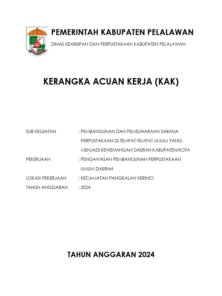 KAK PENGAWASAN 2024 Ok PDF | PDF