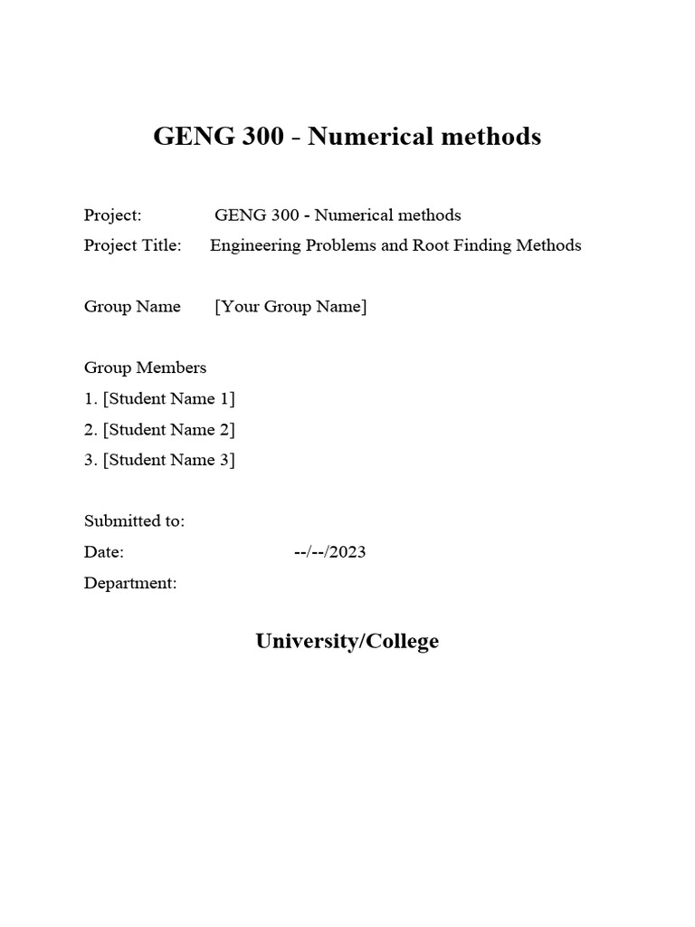 Engineering Problems and Root Finding Methods Project | PDF | Numerical Analysis | Mathematical ...
