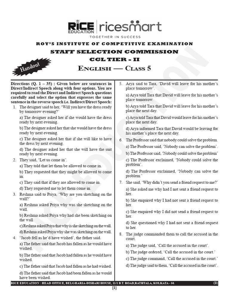 SSC CGL T-II English 5 (Q) | PDF | Cost Of Living