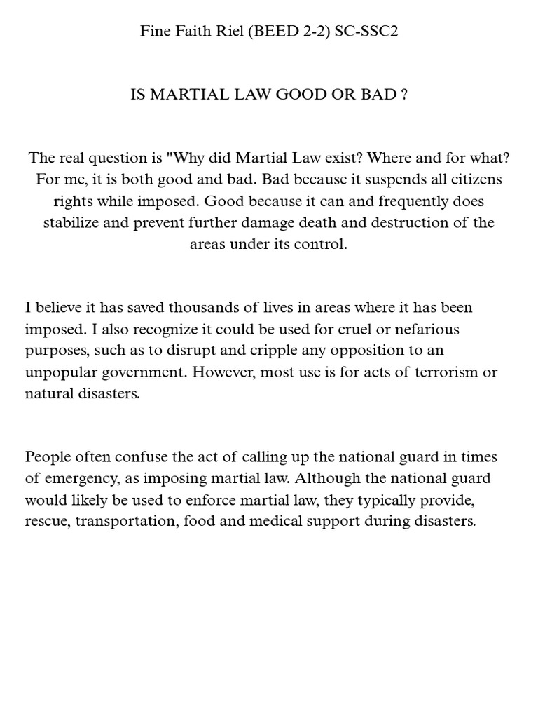 Pros and Cons of Martial Law Explained | PDF | Politics