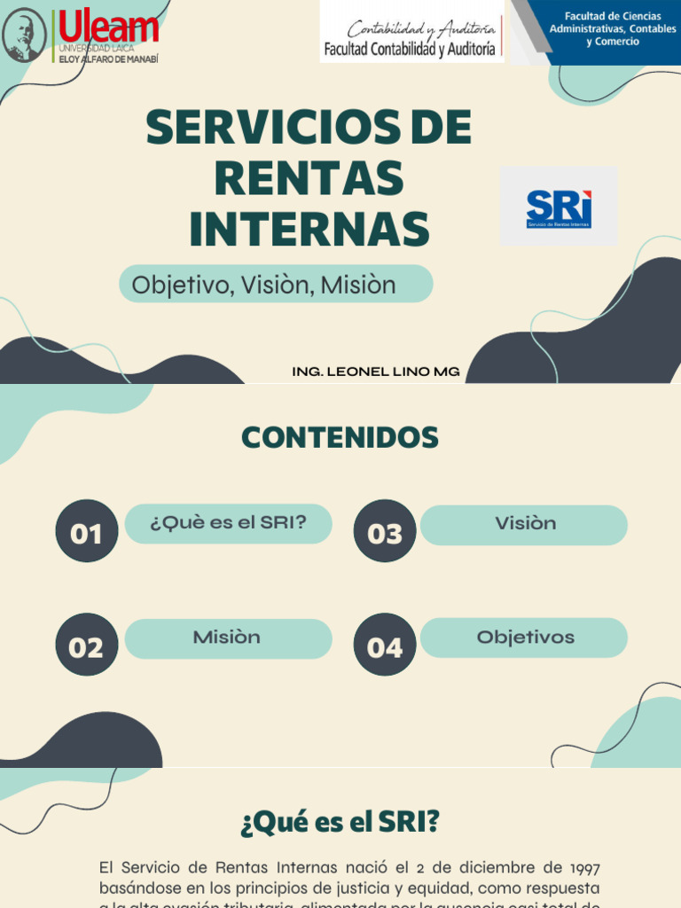 Servicios de Rentas Internas: Objetivo, Visiòn, Misiòn | PDF | Evasión de impuestos | Economias