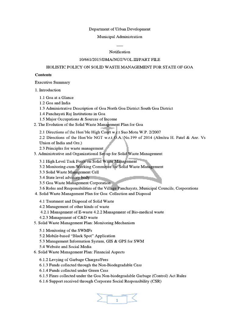 Solid Waste Managment Policy | PDF
