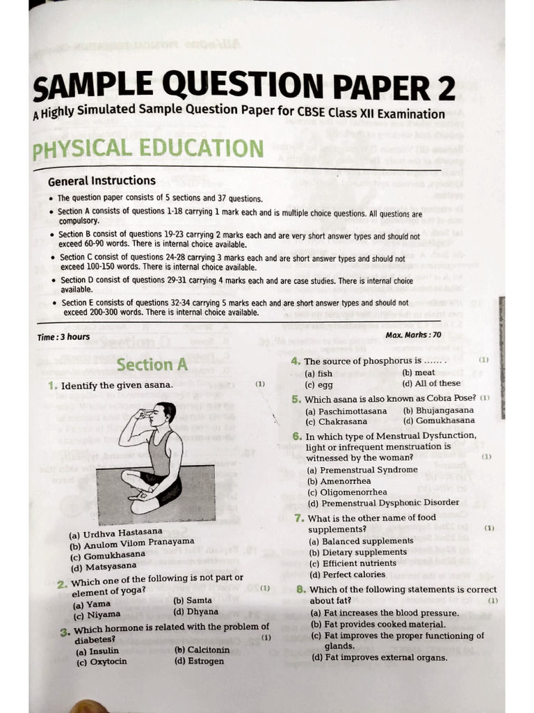 Sample question paper 2 | Download Free PDF | Vitamin | Obesity