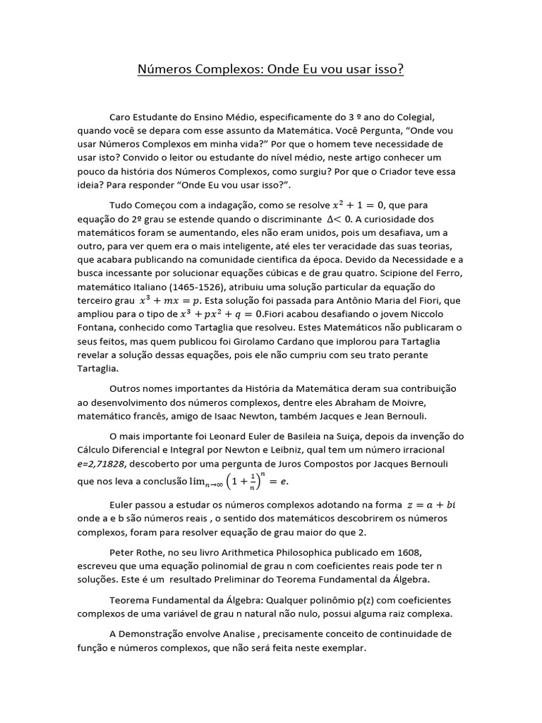 Numeros Complexos | PDF