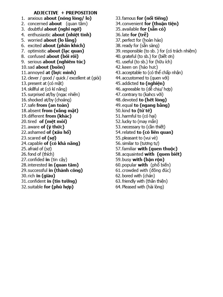 Adjective + Prep | PDF