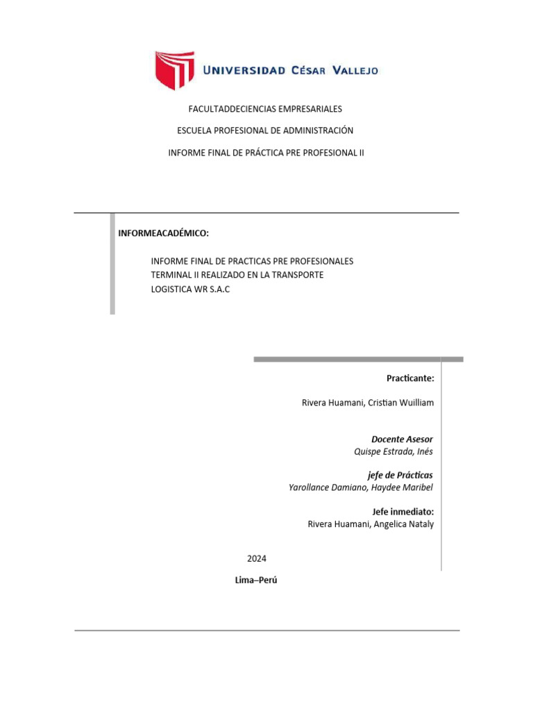 Informe Ppp x c Ppp2 2024 1 | PDF | Logística | Business