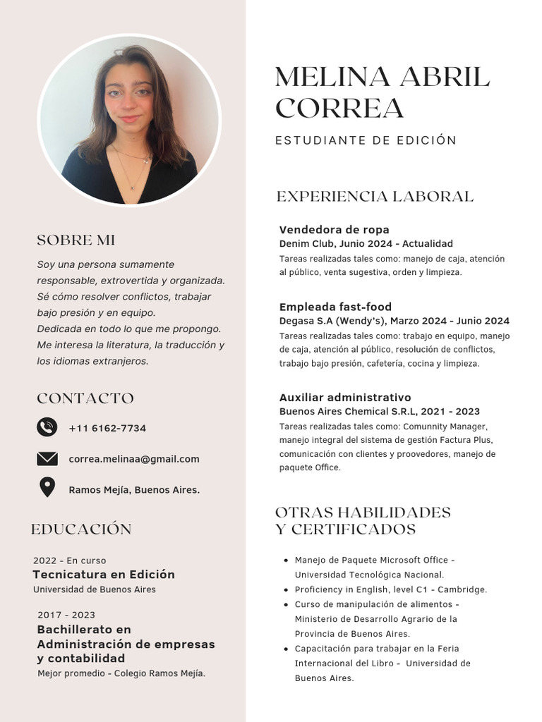 Curriculum - Melina Correa | PDF | Business