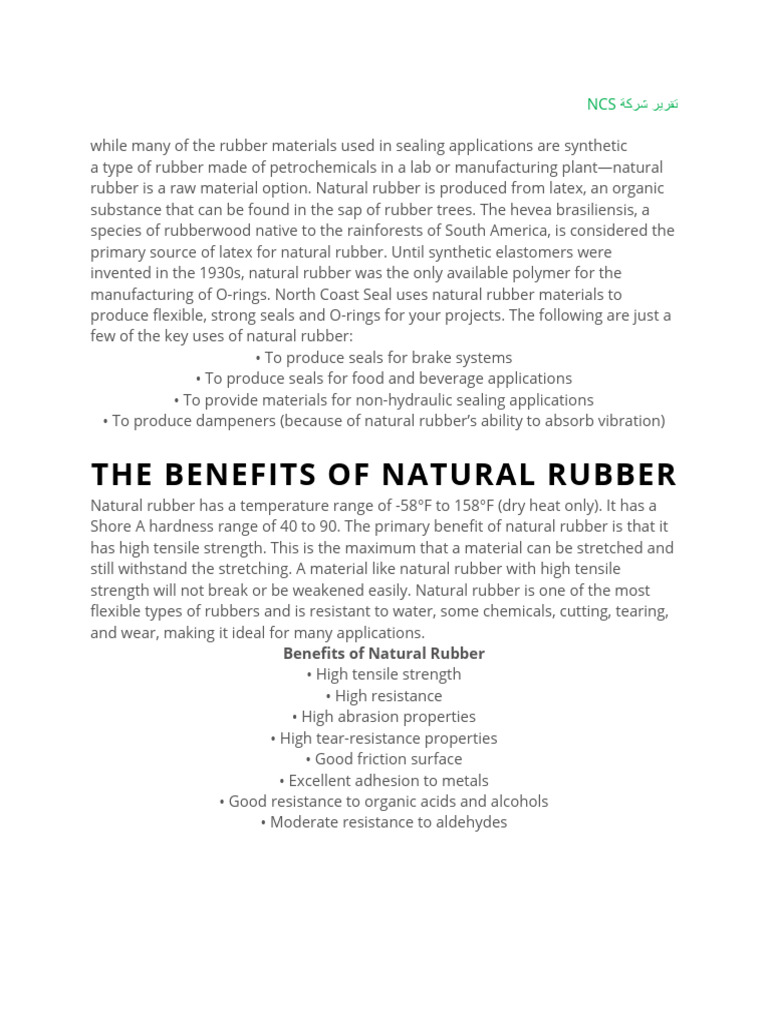 NCS Report About Natural Rubber and Synthetic Rubber | PDF | Natural ...