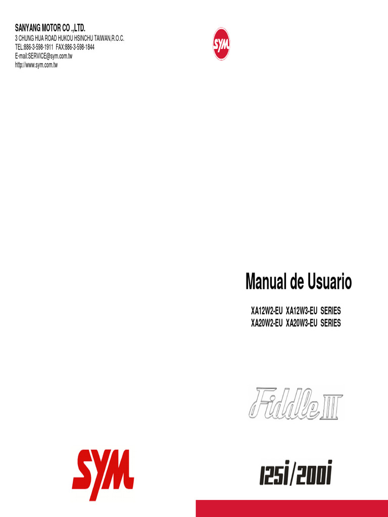 Manual de Usuario SYM Fiddle 125/200 | PDF | Neumático | Cambiar